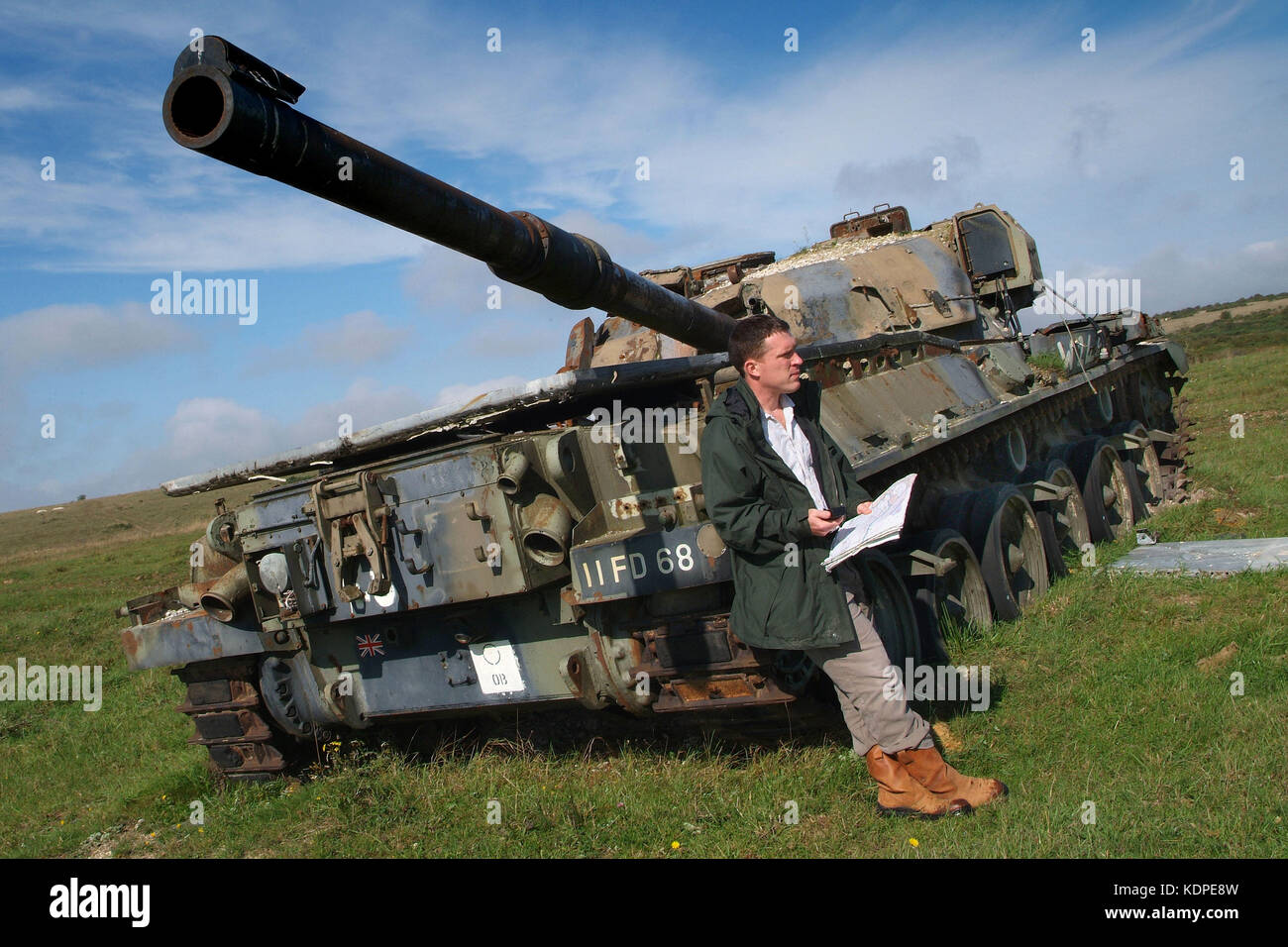 Archaeologist Richard Osgood with tank targets and archaeological sites ...