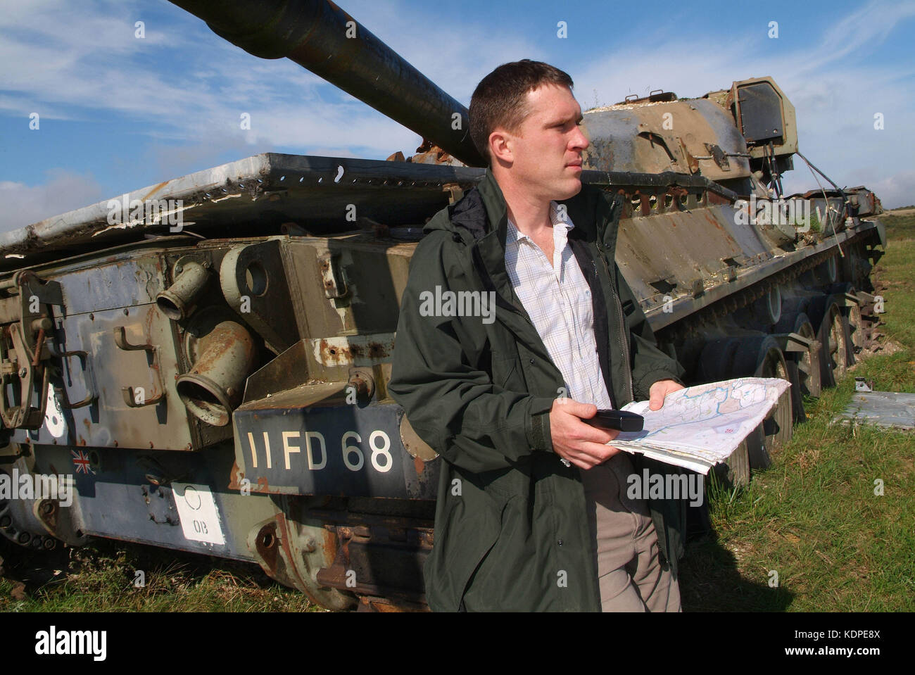 Archaeologist Richard Osgood with tank targets and archaeological sites ...