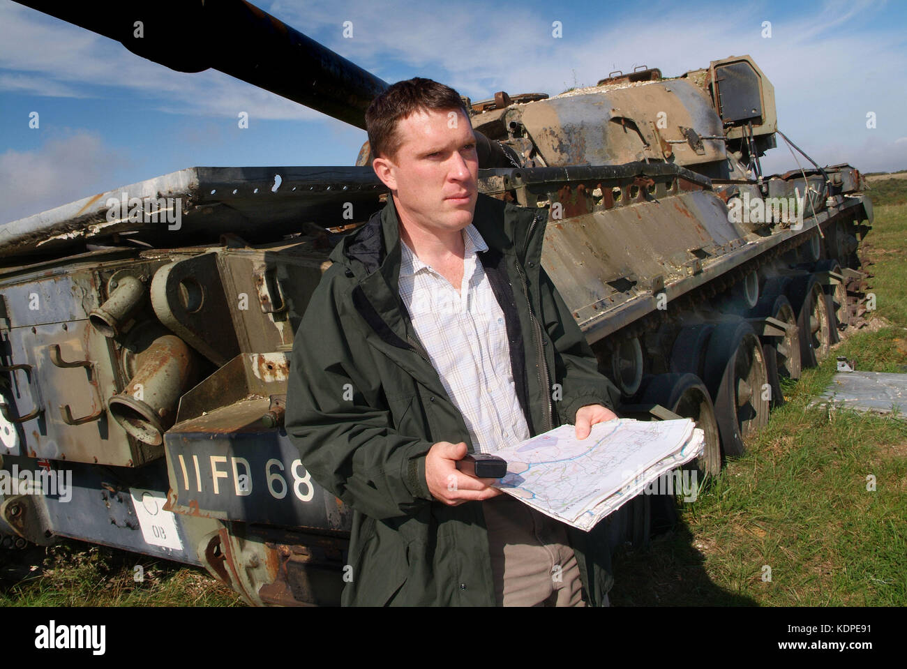 Archaeologist Richard Osgood with tank targets and archaeological sites ...
