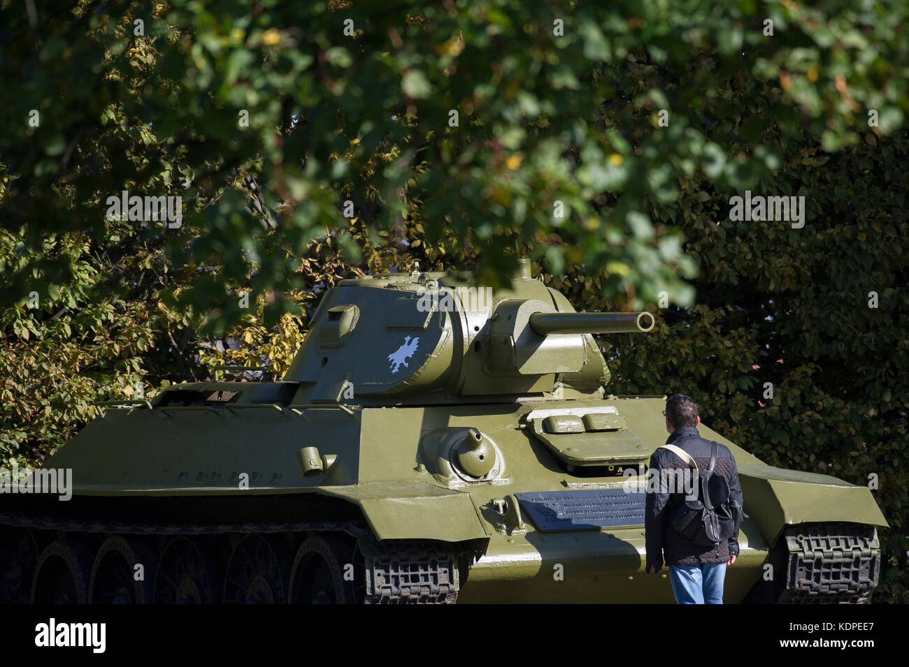 Monument Russian tank T-34/76 in Gdansk, Poland. 15 October 2017. It`s ...