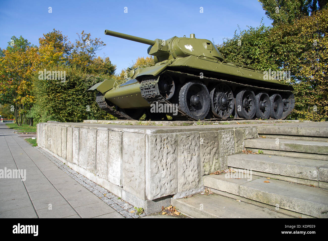 Monument Russian tank T-34/76 in Gdansk, Poland. 15 October 2017. It`s ...