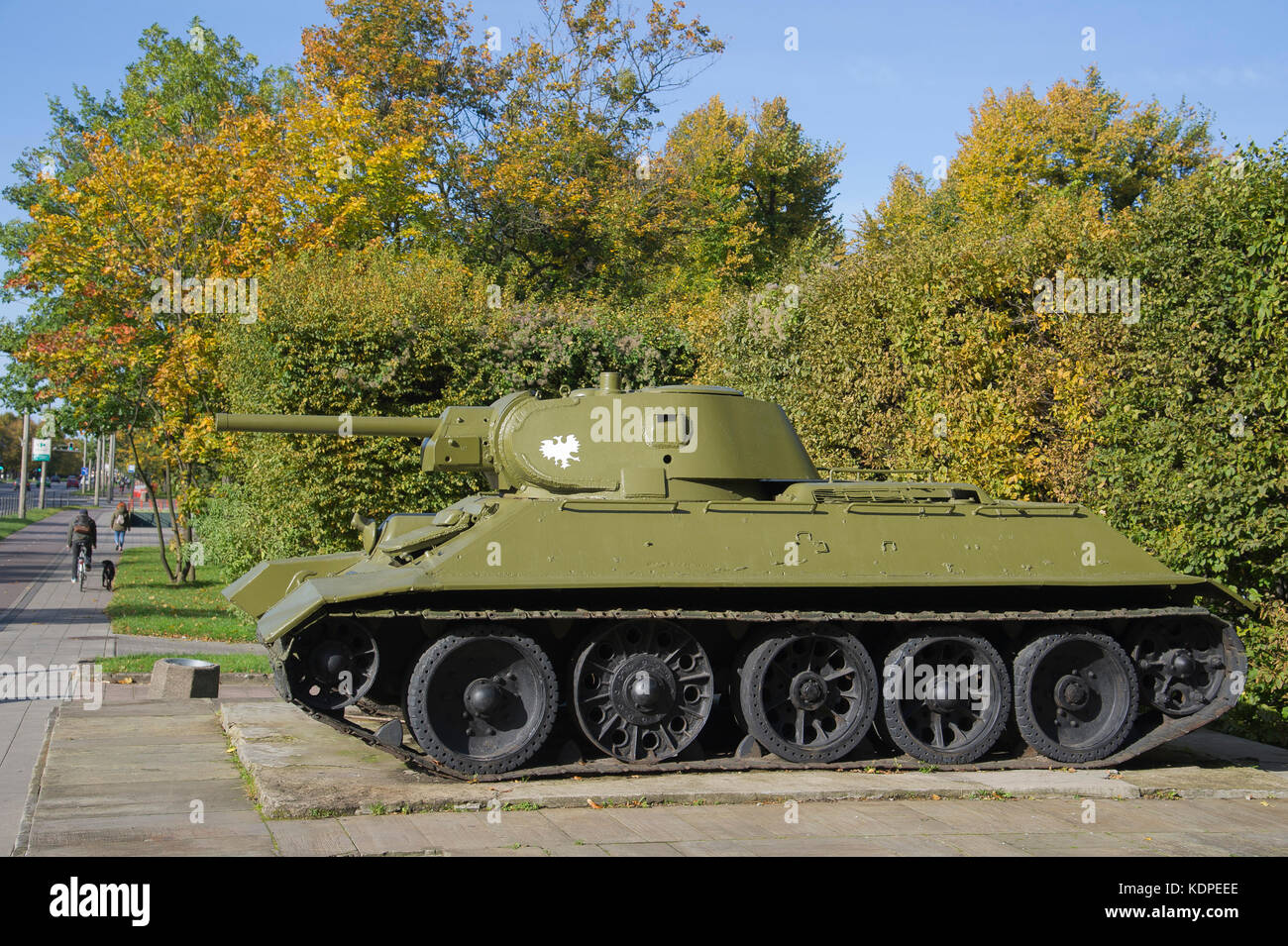 Monument Russian tank T-34/76 in Gdansk, Poland. 15 October 2017. It`s ...