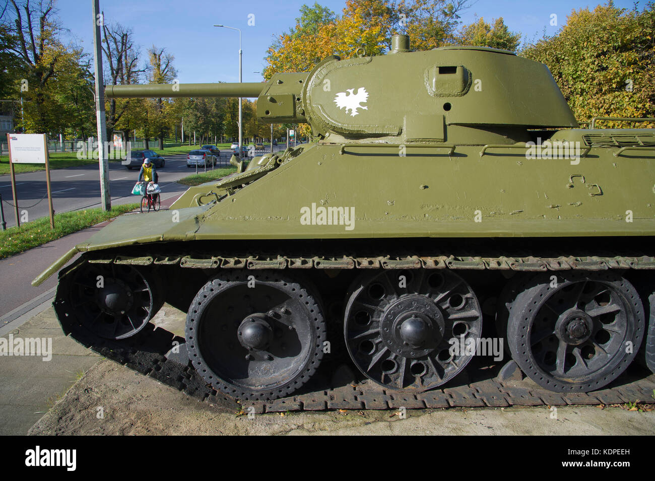 Monument Russian tank T-34/76 in Gdansk, Poland. 15 October 2017. It`s ...