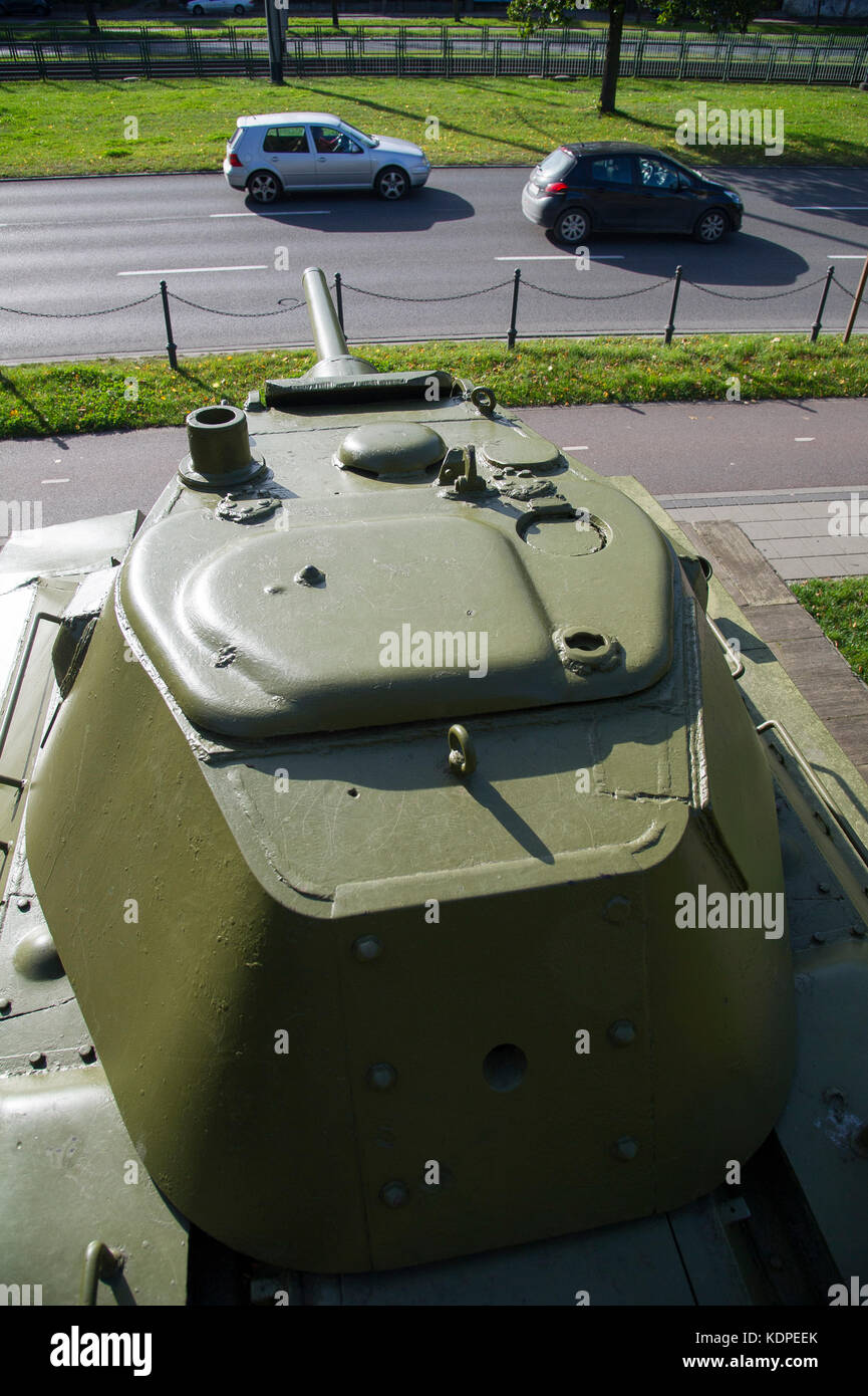 Monument Russian tank T-34/76 in Gdansk, Poland. 15 October 2017. It`s ...