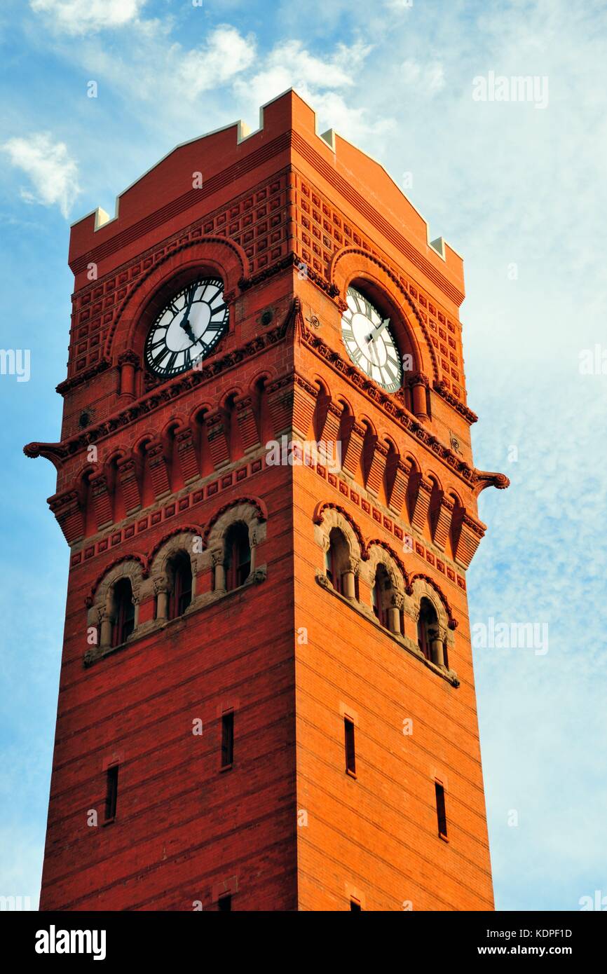 Chicago, Illinois, USA. The 12-story clock tower of Chicago's Dearborn ...