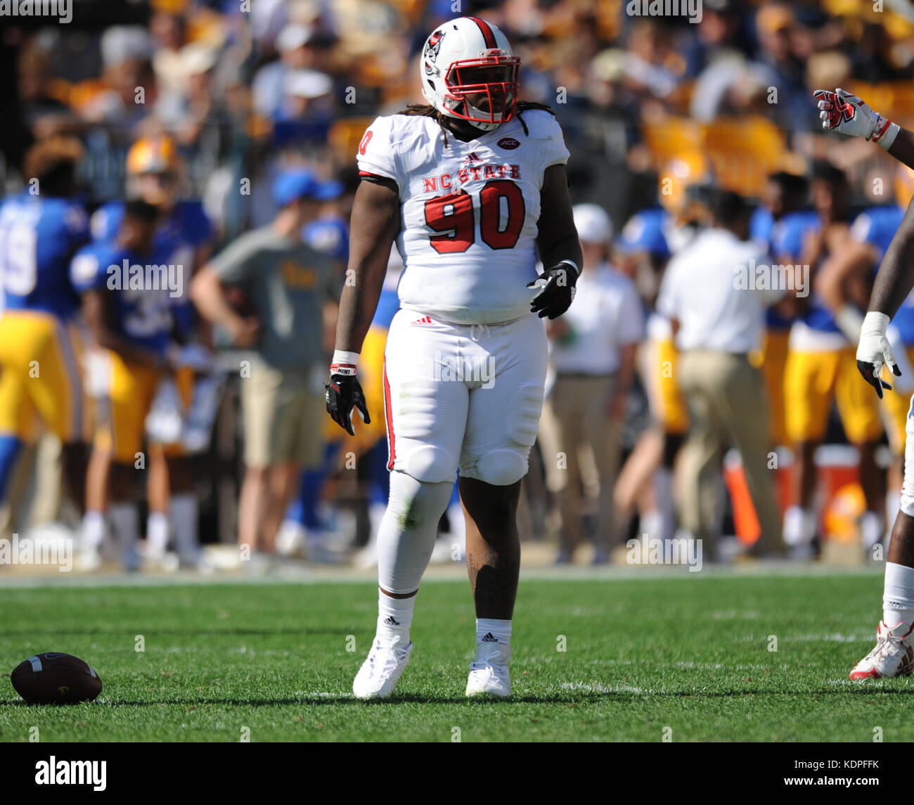 Oct 14th, 2017: Ben Frazier #90 during the Pitt Panthers vs NC State ...