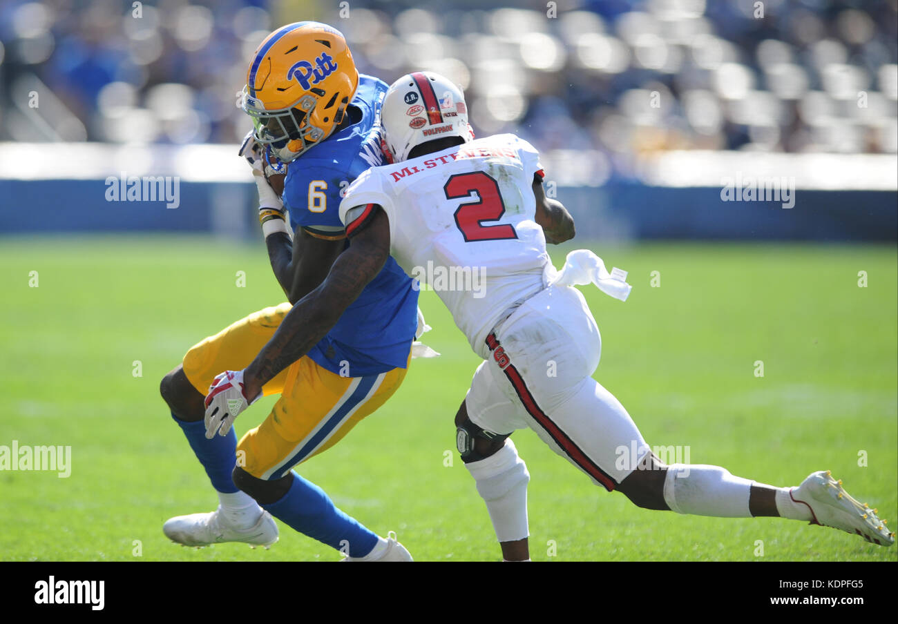 Oct 14th, 2017: Aaron Mathews #6 during the Pitt Panthers vs NC State ...