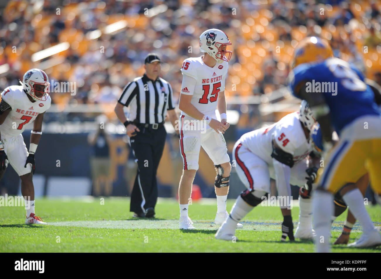 Pittsburgh, PA, USA. 14th Oct, 2017. Ryan Finley #15 during the Pitt ...
