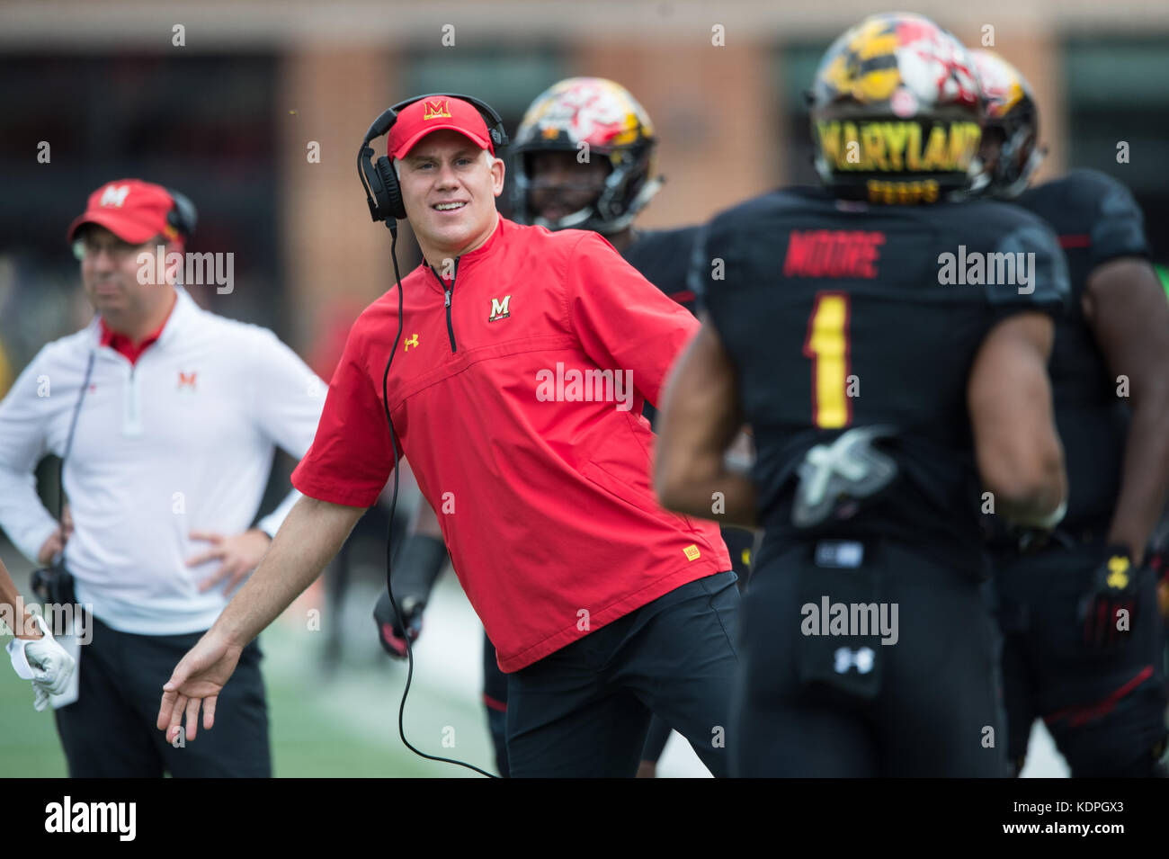 College Park, Maryland, USA. 14th Oct, 2017. Maryland Head Coach DJ ...