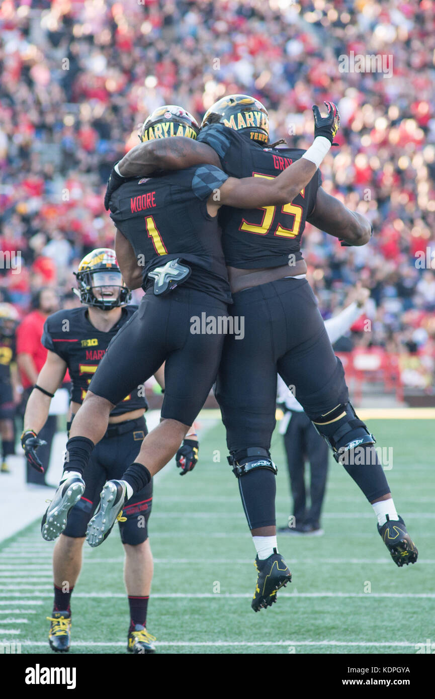 College Park, Maryland, USA. 14th Oct, 2017. Wide receiver DJ MOORE (1 ...