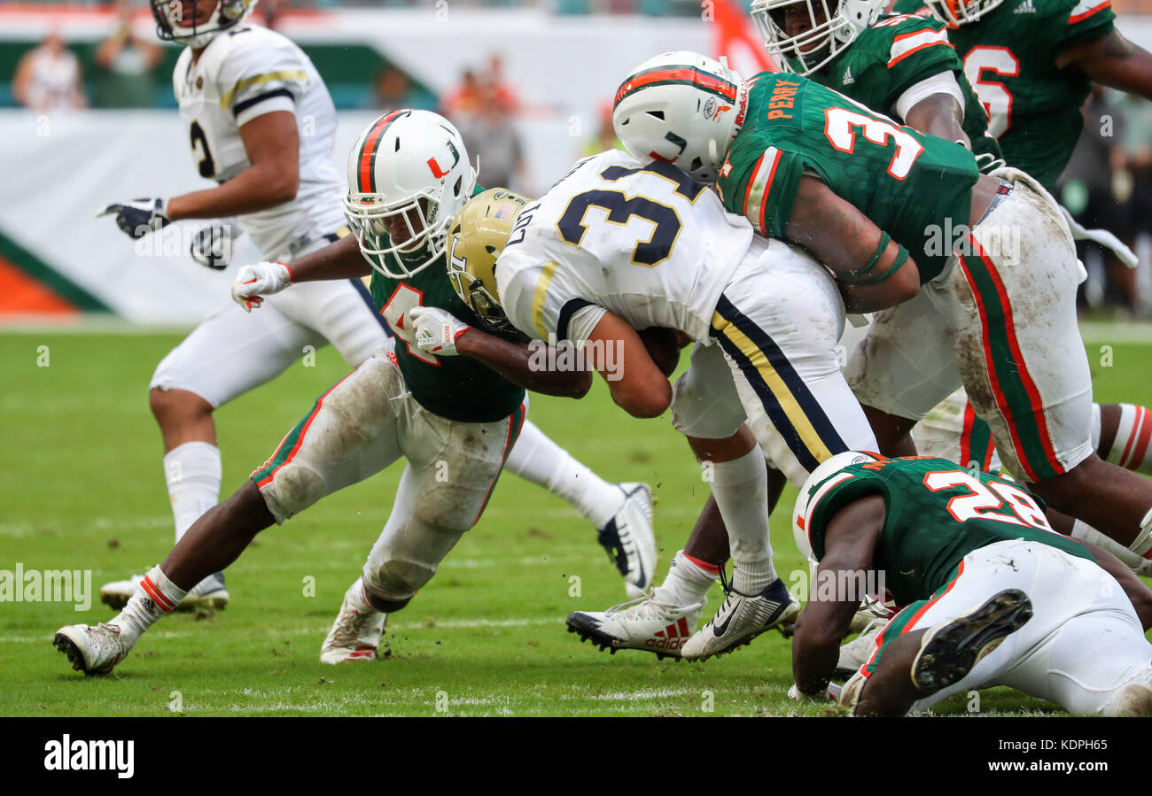 Miami Gardens, Florida, USA. 14th Oct, 2017. Georgia Tech Yellow ...