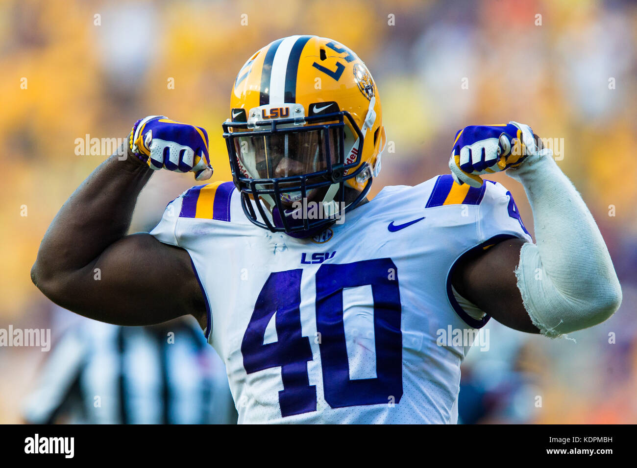 Baton Rouge, LA, USA. 14th Oct, 2017. LSU Tigers linebacker Devin White ...