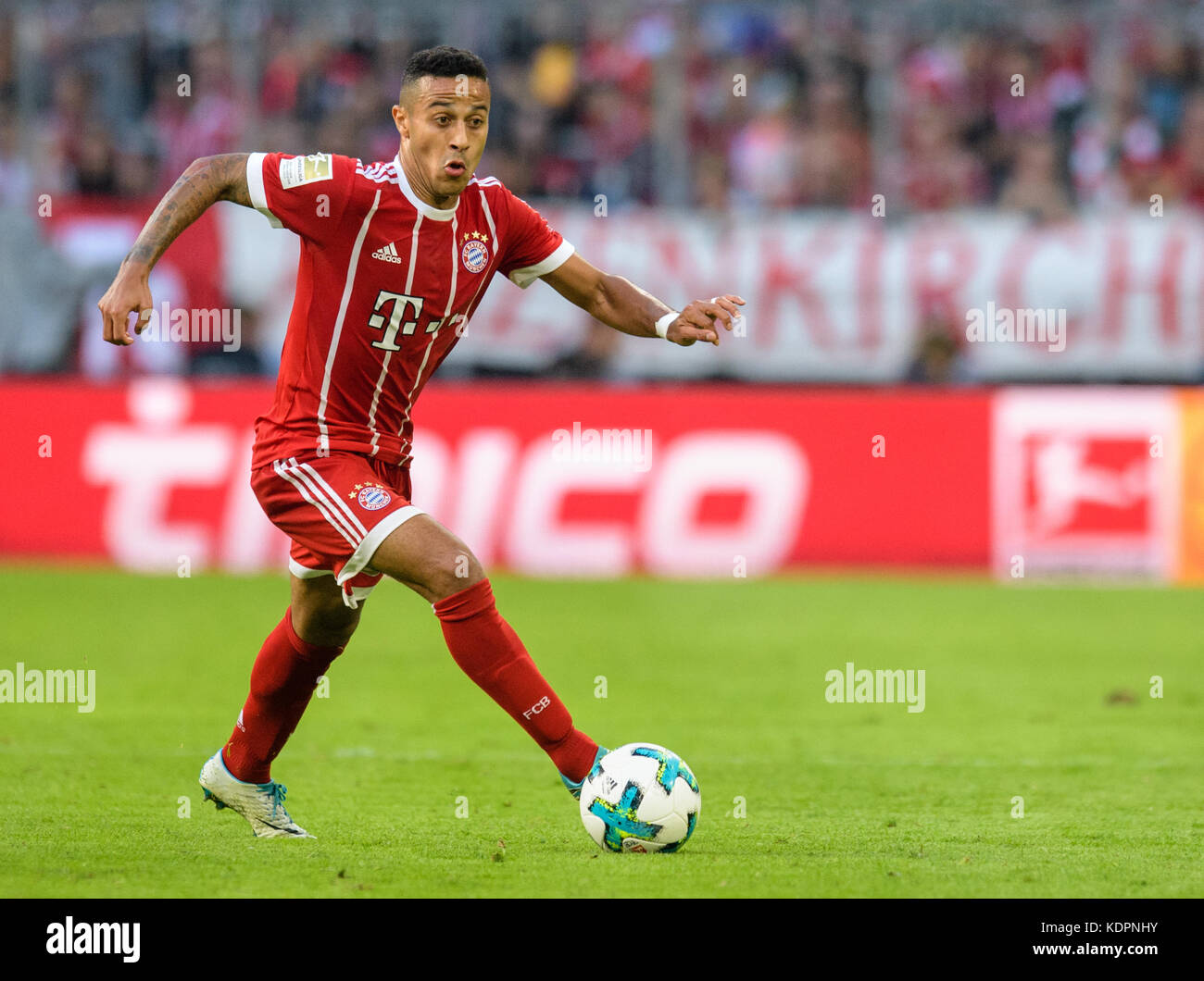 Munich, Germany. 14th Oct, 2017. Bayern's Thiago in action during the ...
