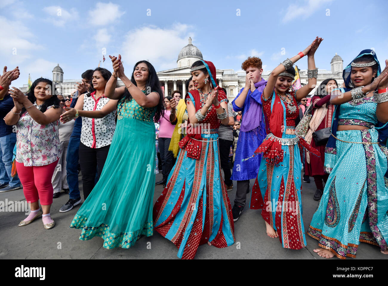 London, UK. 15 October 2017. Traditional garba dancers perform at ...