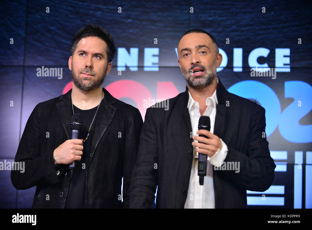MIAMI, FL - OCTOBER 14: Mario Domm and Pablo Hurtado of Camila pose in ...