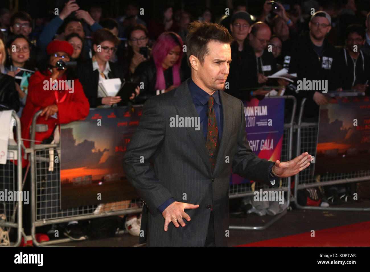 London, UK. 15th Oct, 2017. Sam Rockwell, Three Billboards Outside ...