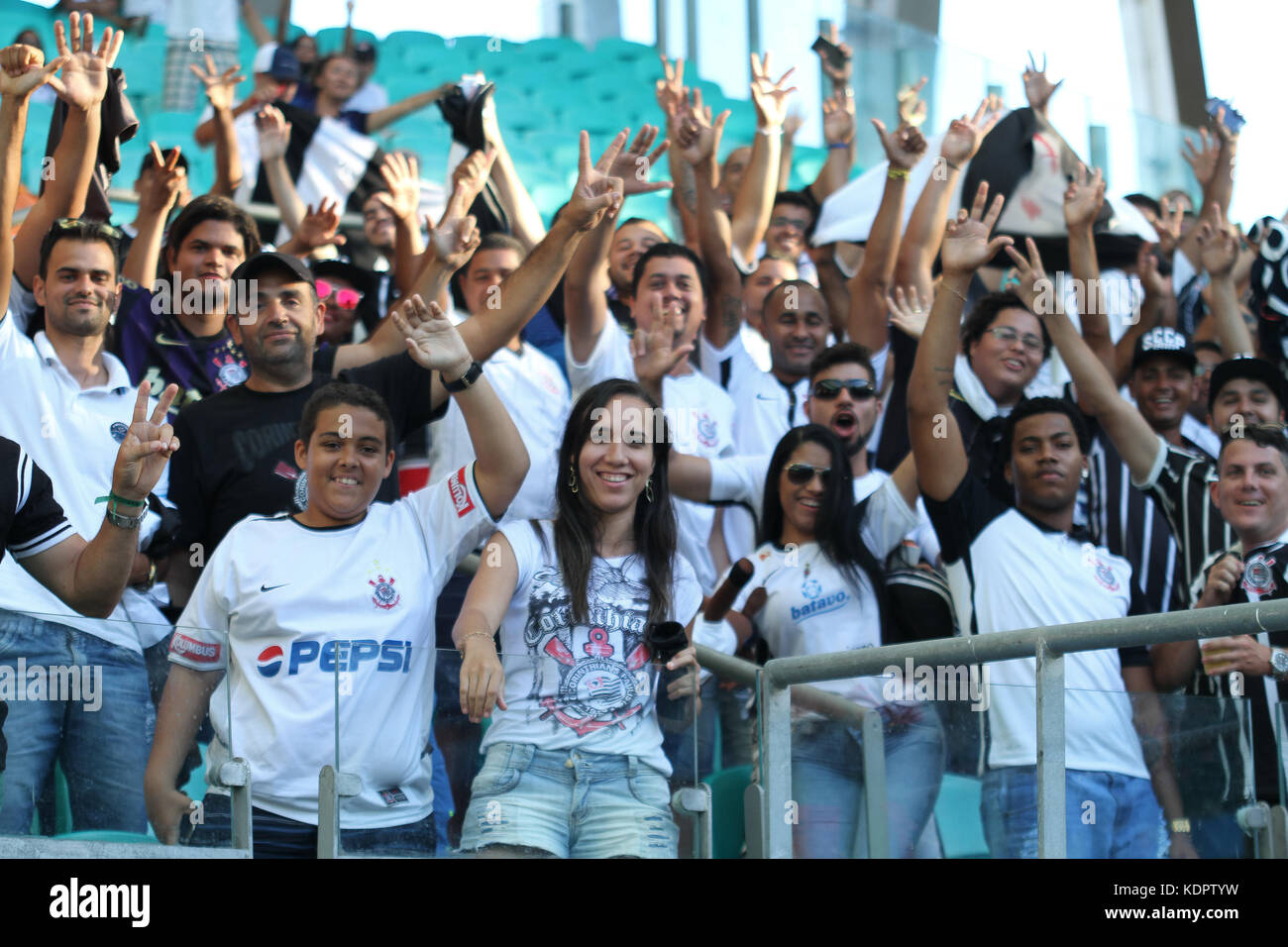 Salvador, Brazil. 15th Oct, 2017. Corinthians fans celebrating during ...
