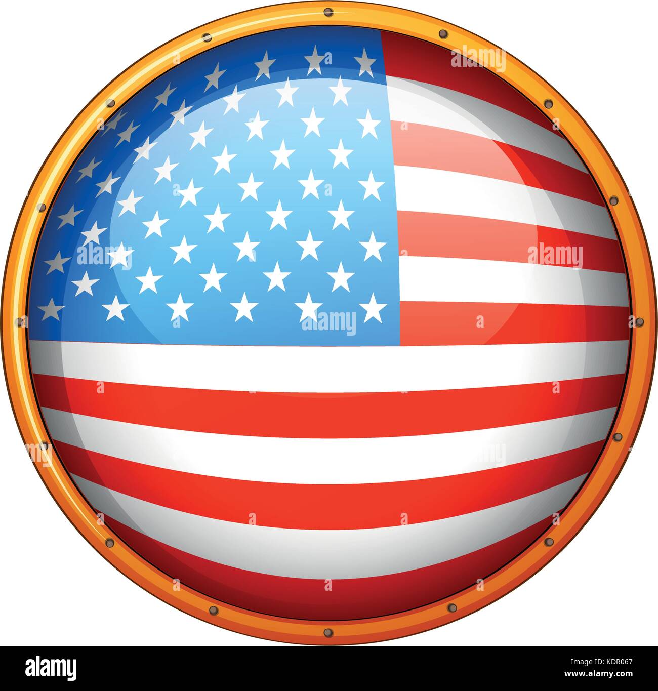 Flag of America in round badge illustration Stock Vector Image & Art ...