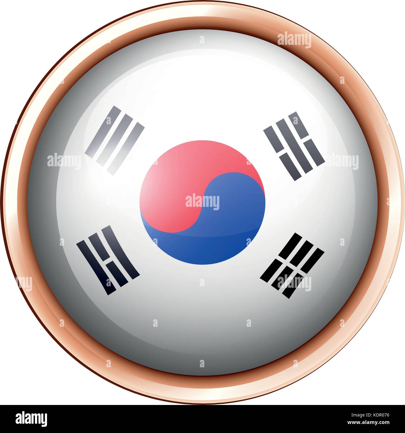 South Korea flag design on round badge illustration Stock Vector Image ...
