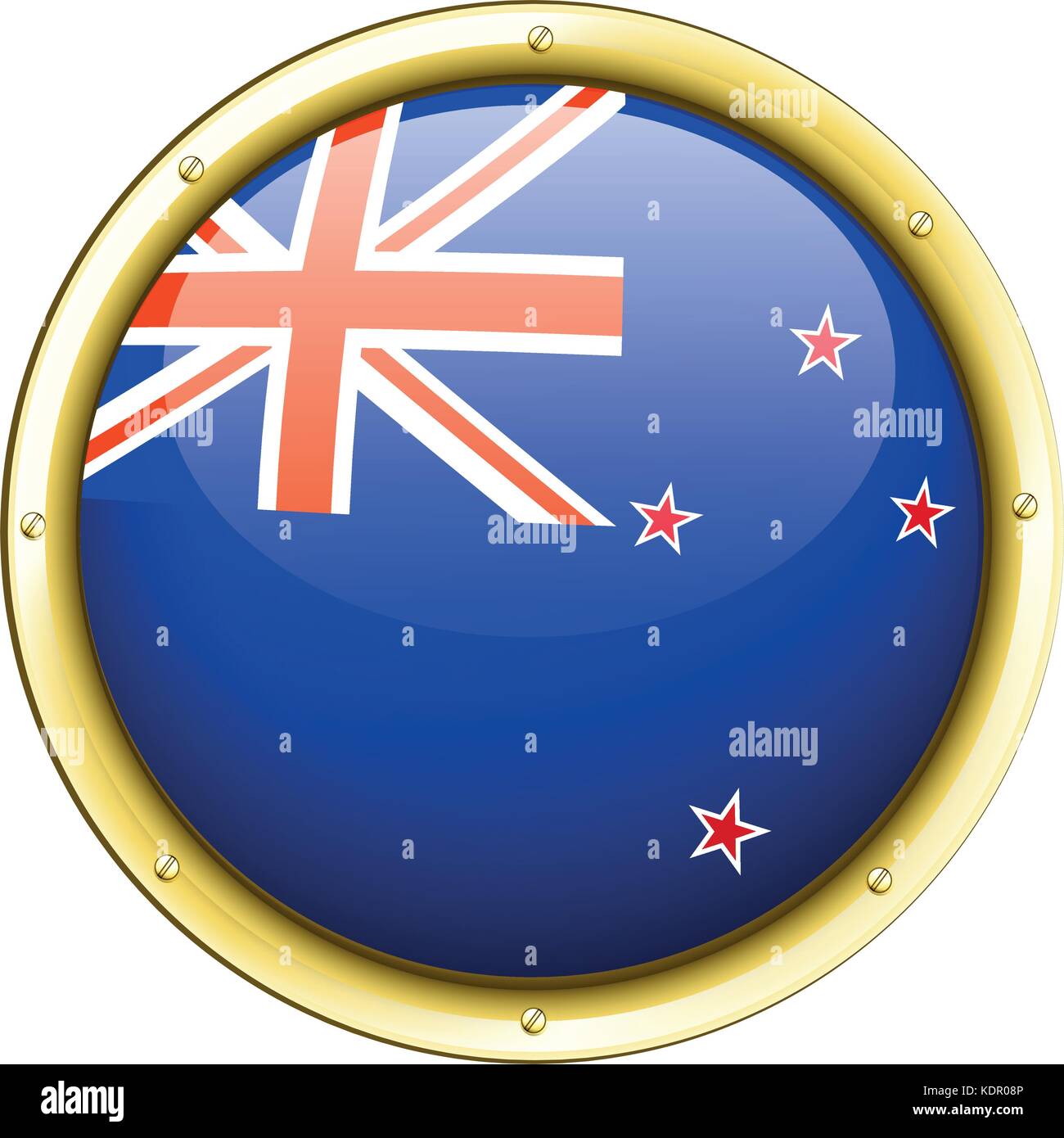 New Zealand flag on round frame illustration Stock Vector Image & Art ...