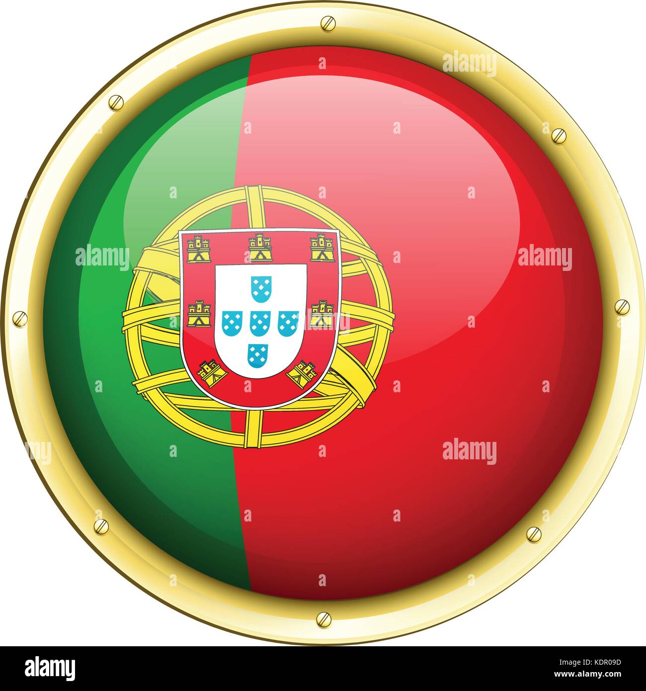 Portugul flag on round badge illustration Stock Vector Image & Art - Alamy