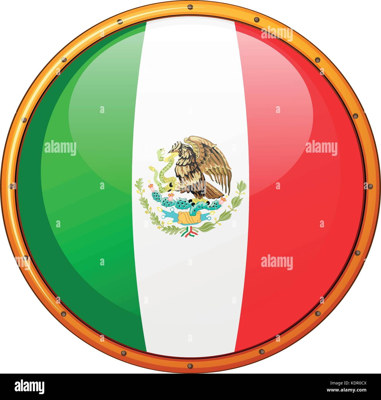 Mexico flag on round badge illustration Stock Vector Image & Art - Alamy