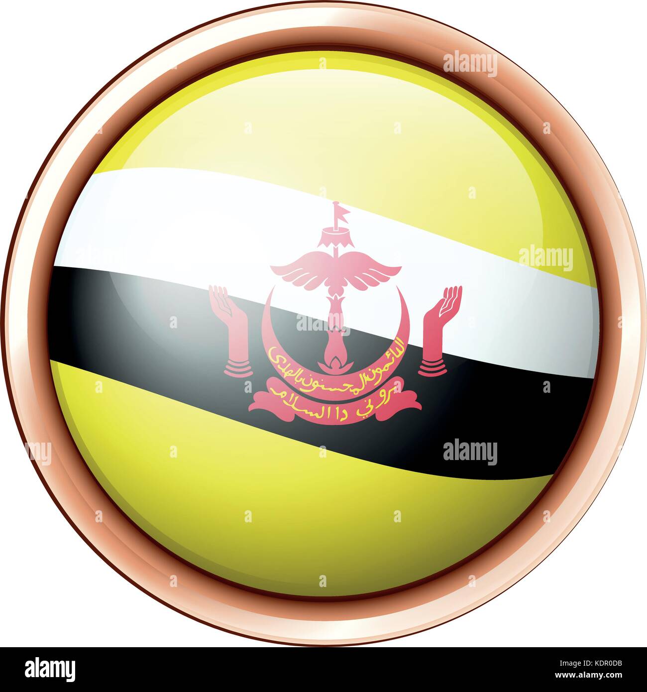 Brunei flag on round badge illustration Stock Vector Image & Art - Alamy