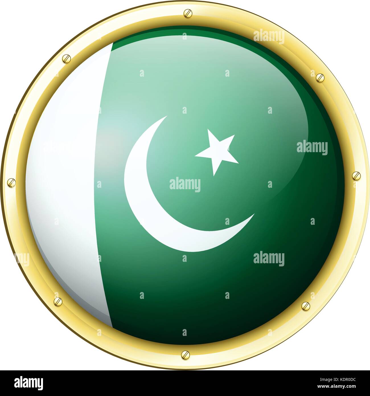 Flag of Pakistan on round badge illustration Stock Vector Image & Art ...