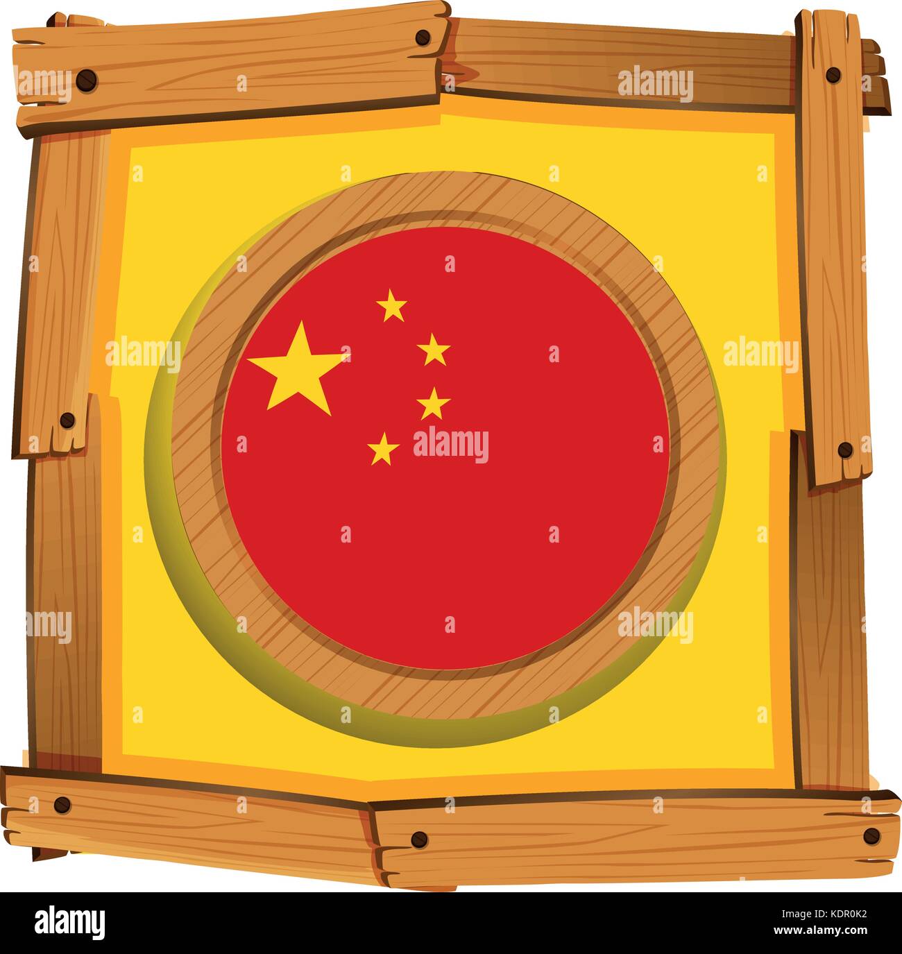 Flag of China in wooden frame illustration Stock Vector Image & Art - Alamy