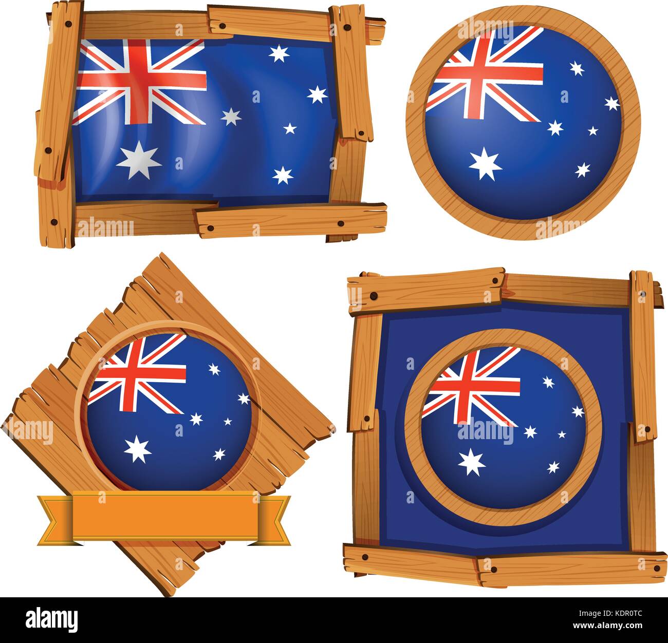 Australia flag on different frame designs illustration Stock Vector ...