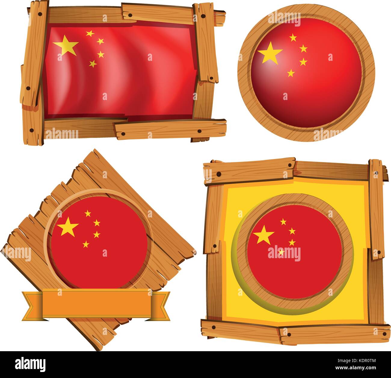 China flag in different frame designs illustration Stock Vector Image ...