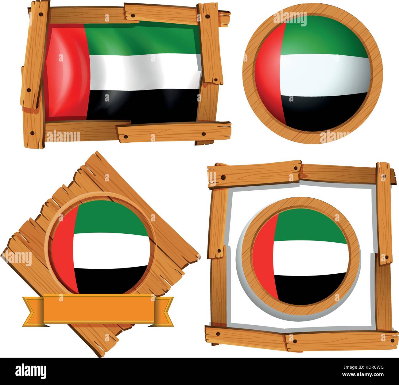 Flag icon design for Arab Emirates in different shapes illustration ...