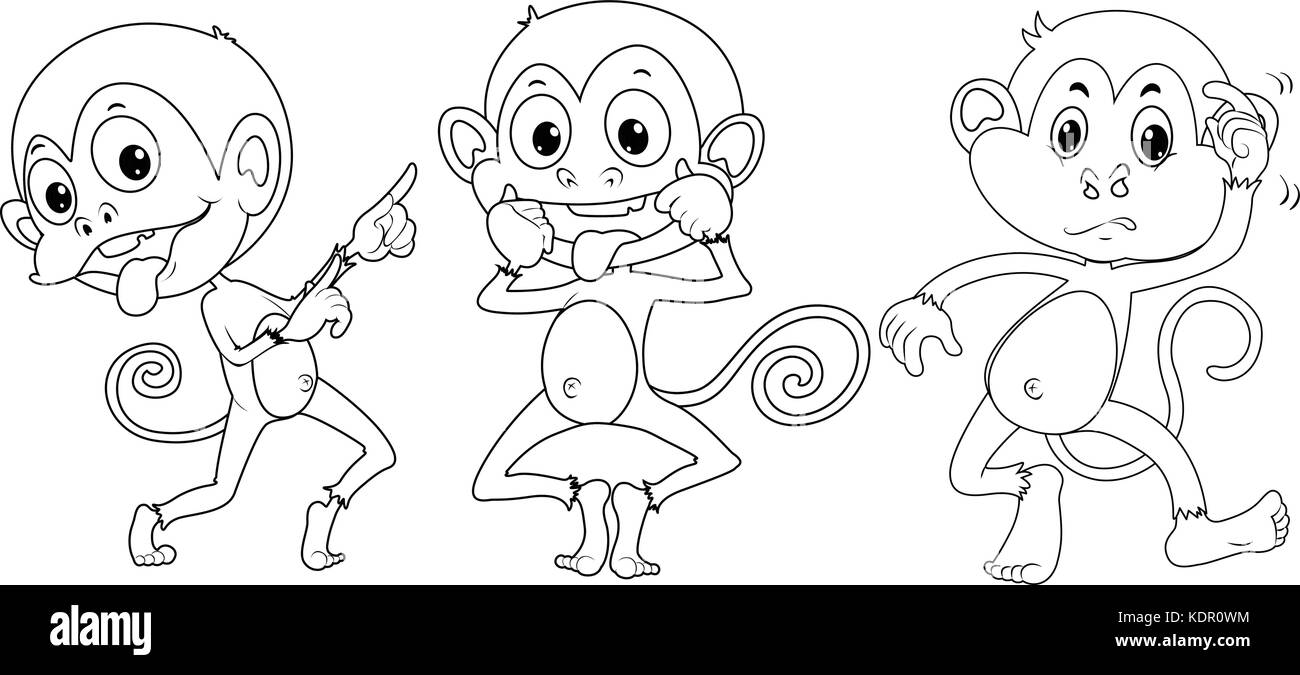 Three monkeys Black and White Stock Photos & Images - Alamy