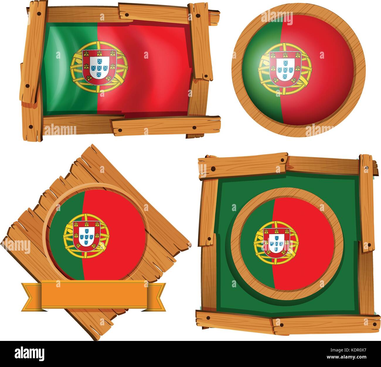 Portugal flag on round and square badges illustration Stock Vector ...