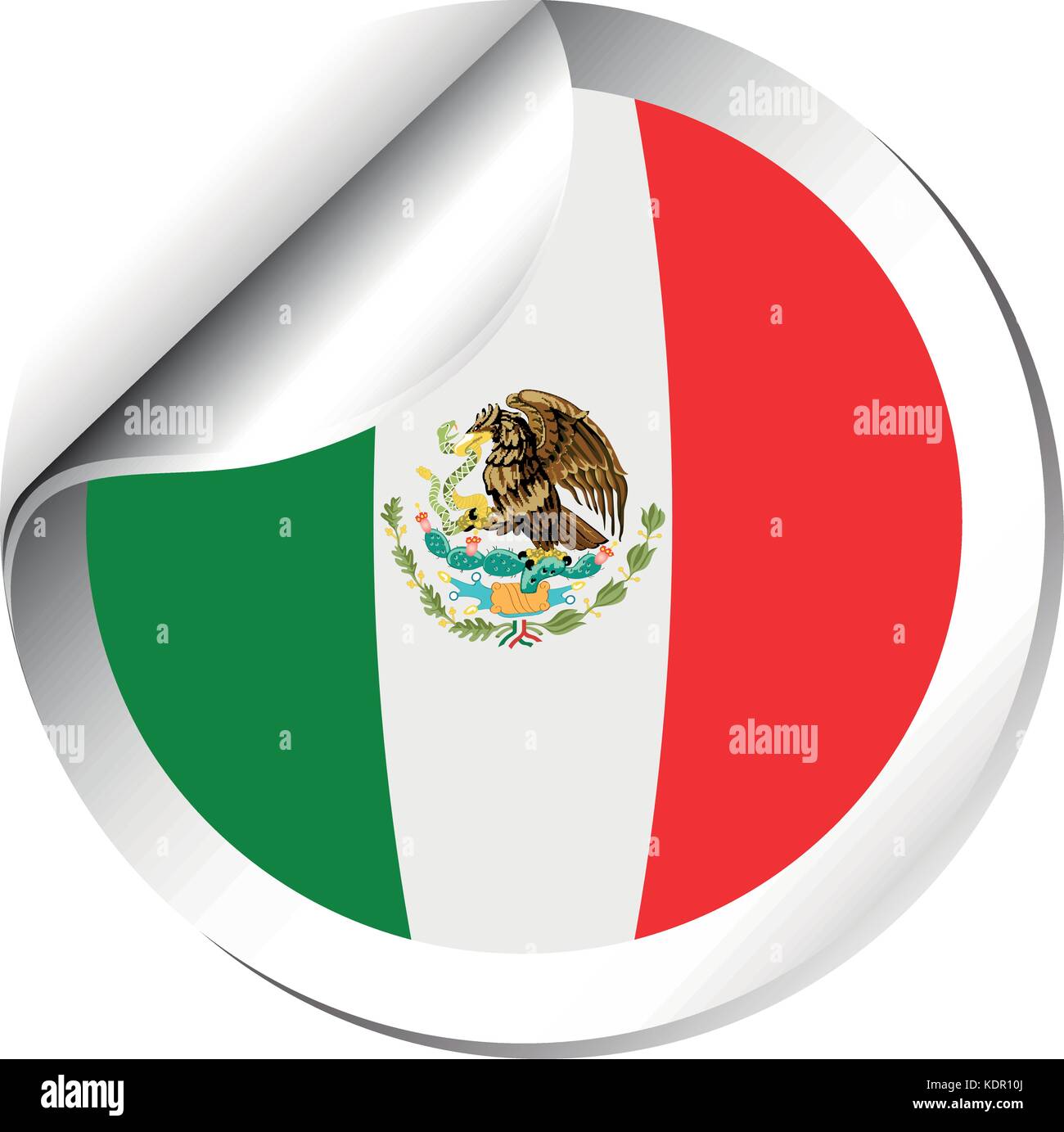 Maxico flag on round sticker illustration Stock Vector Image & Art - Alamy