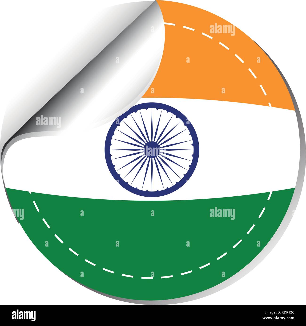 India flag design on round sticker illustration Stock Vector Image ...