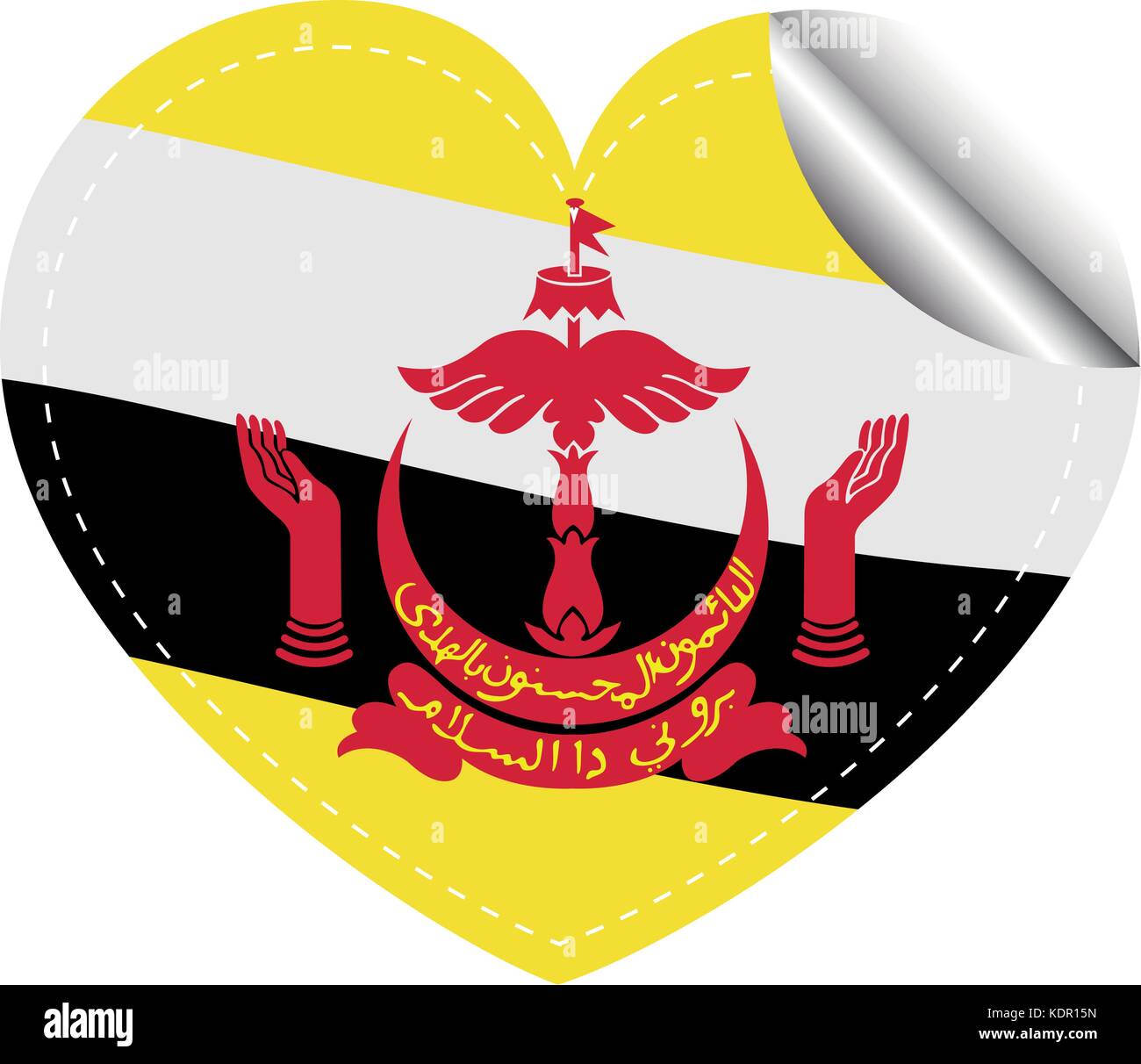 Brunei flag on heart shape sticker illustration Stock Vector Image ...