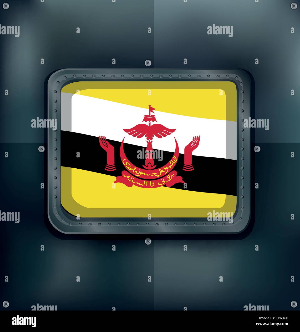 Flag of Brunei on metalic frame illustration Stock Vector Image & Art ...