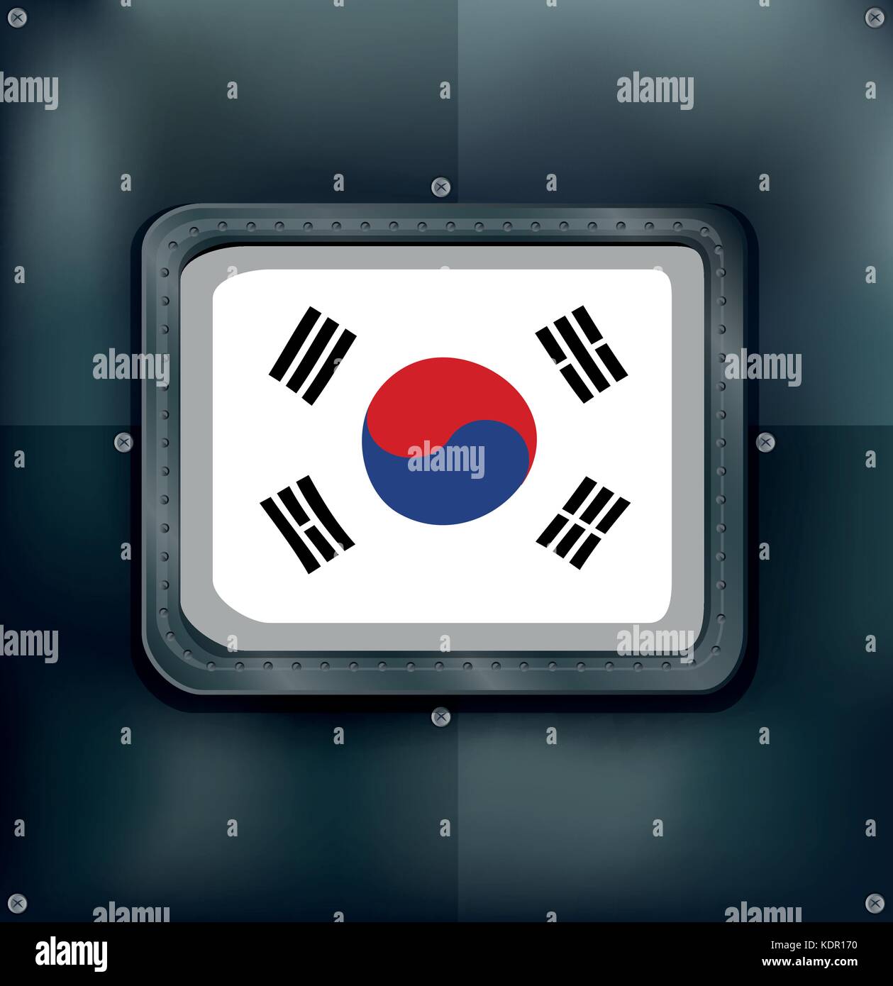 South Korea flag on metalic background illustration Stock Vector Image ...