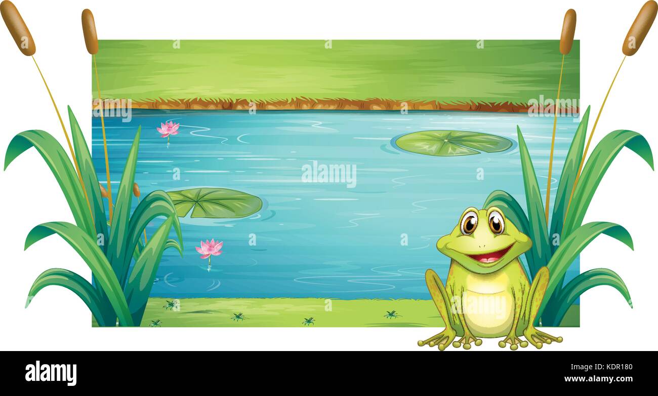 Green frog sitting by the river illustration Stock Vector Image & Art ...