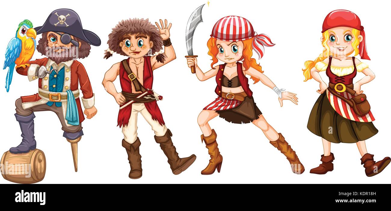 Pirate crews on white background illustration Stock Vector Image & Art ...