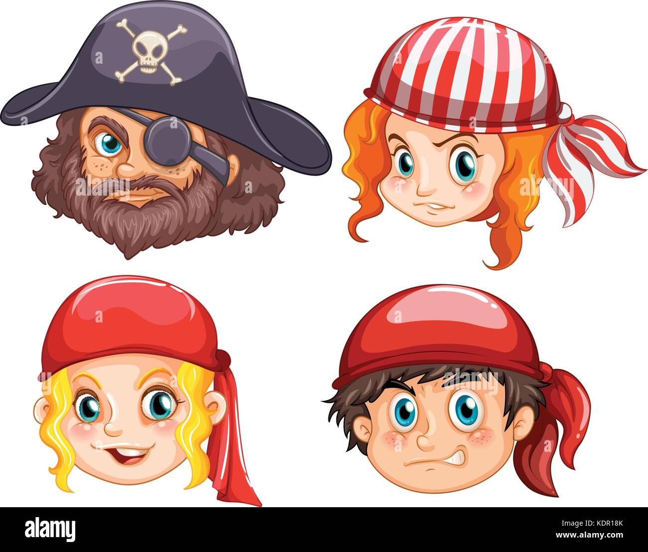 Four faces of pirate crews illustration Stock Vector Image & Art - Alamy