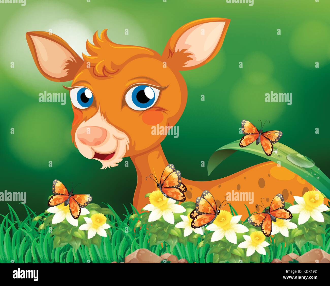 Little fawn in flower garden illustration Stock Vector Image & Art - Alamy
