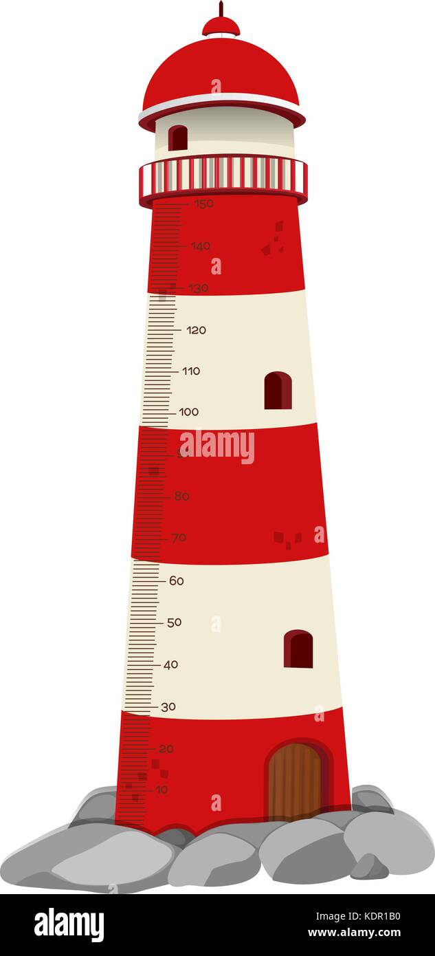 Growth mearsuring chart with lighthouse on rock illustration Stock ...