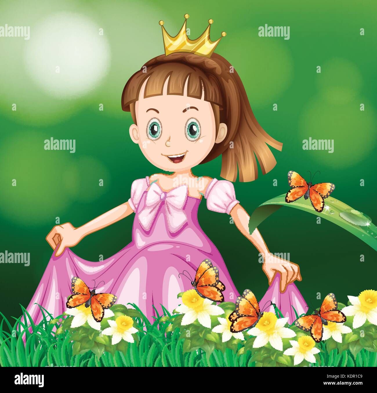 Princess in the flower garden illustration Stock Vector Image & Art - Alamy