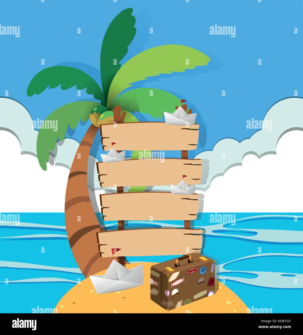 Wooden signs on island illustration Stock Vector Image & Art - Alamy
