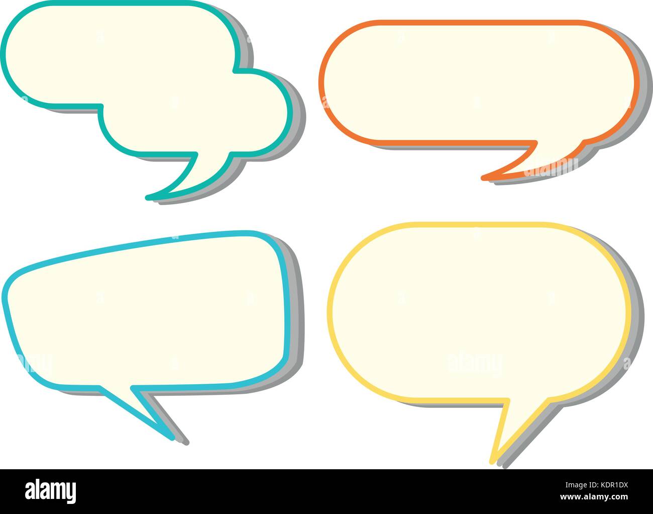 Speech bubble templates in four colors illustration Stock Vector Image ...