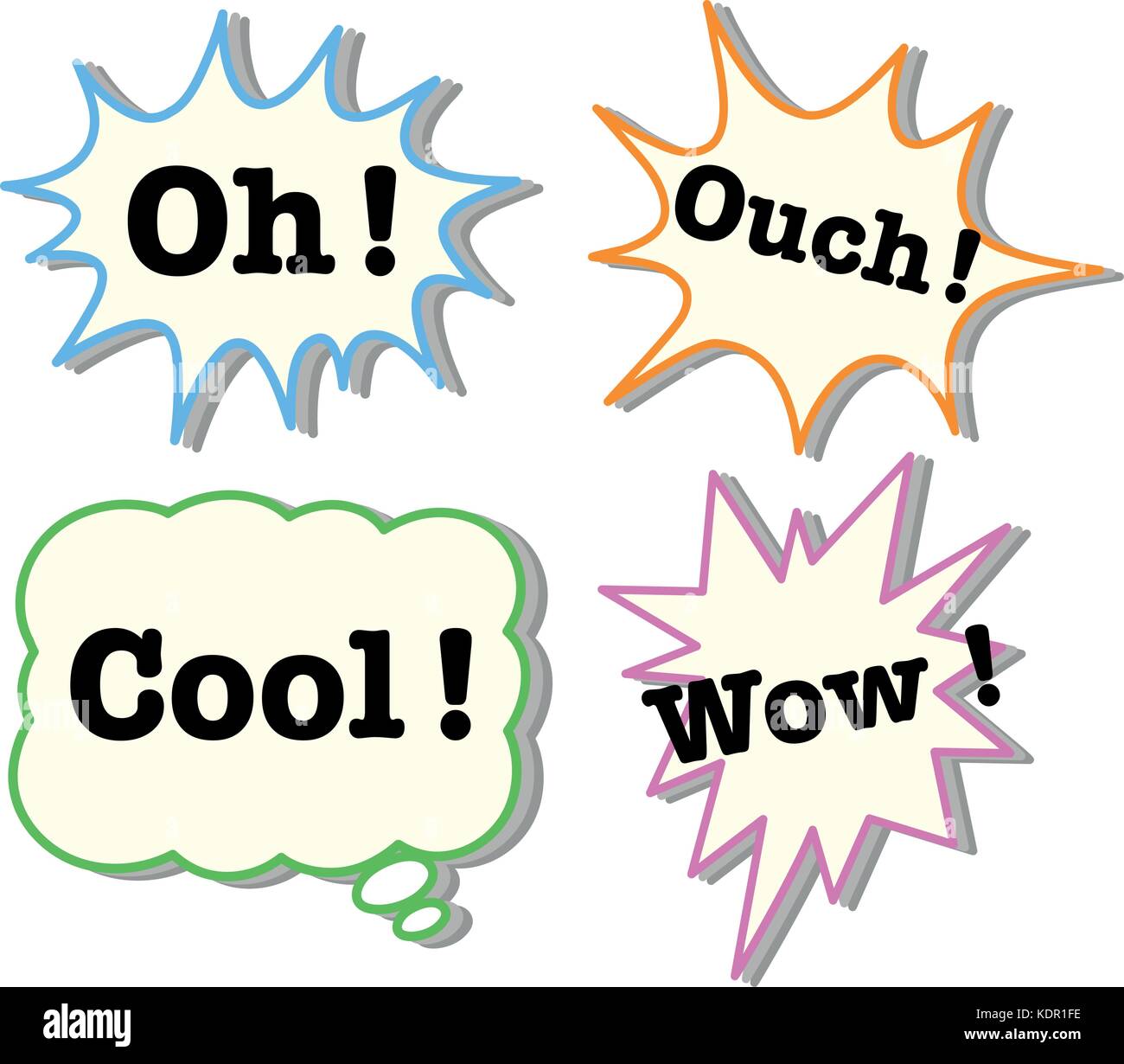 Expressions in four different bubbles illustration Stock Vector Image ...