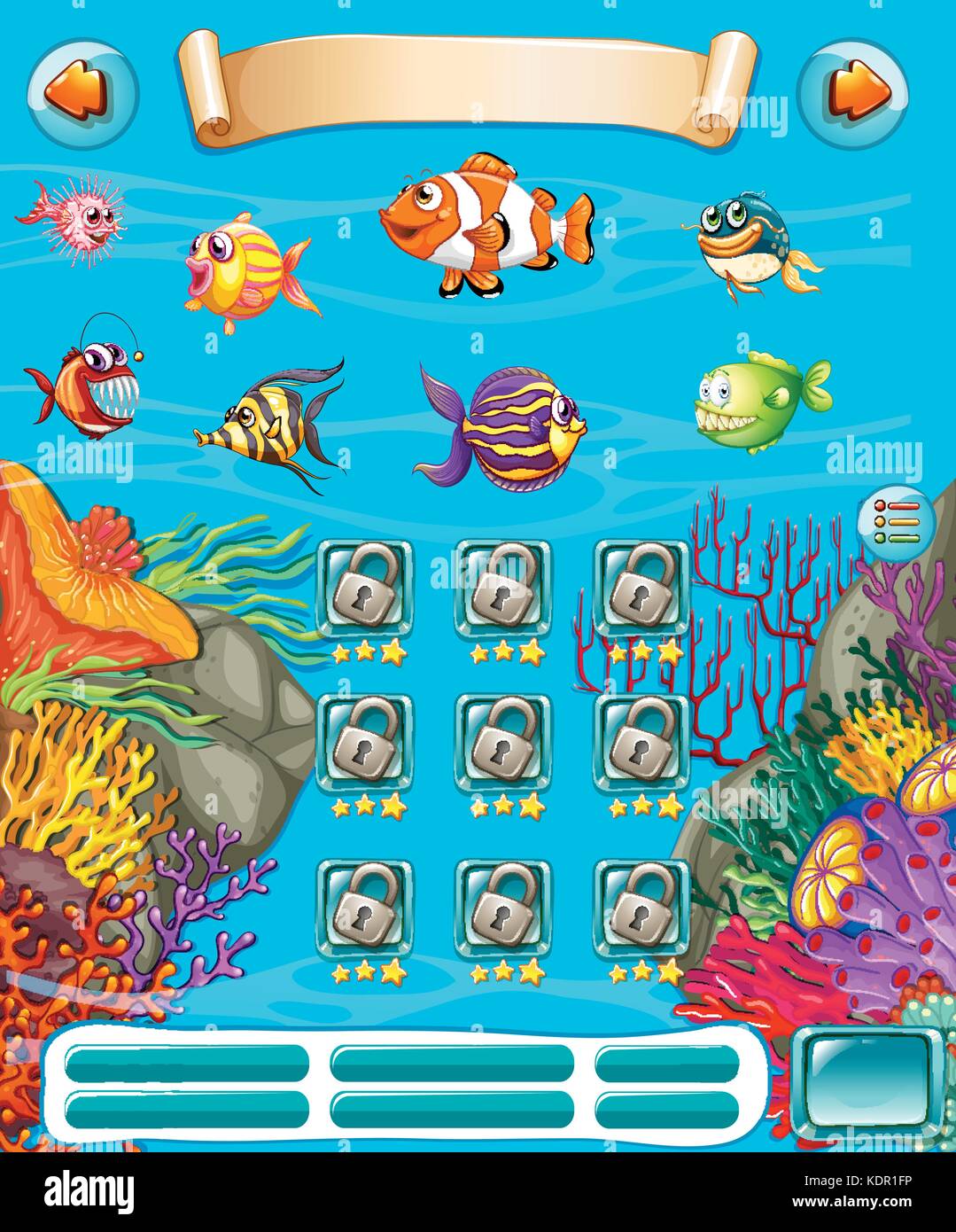 Game template with underwater scene illustration Stock Vector Image ...