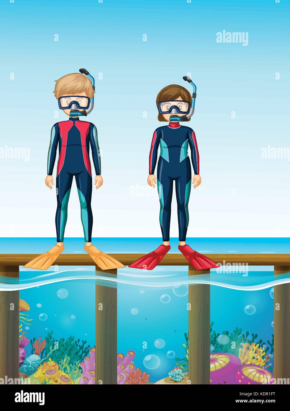 Scuba diver standing underwater Stock Vector Images - Alamy